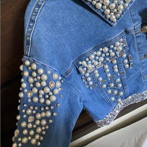 Jackets & Coats | Womens Embellished Denium Cropped Jacket | Poshmark